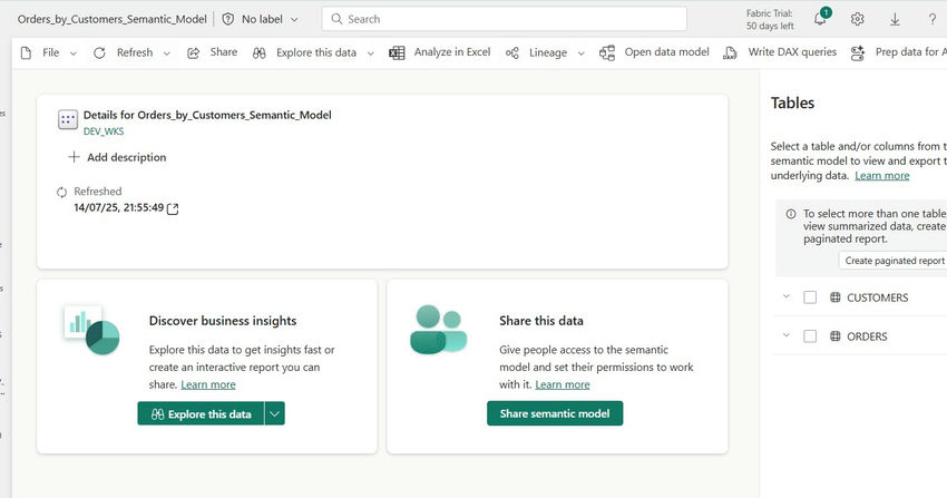 Creating a Semantic Model in Microsoft Fabric Warehouse